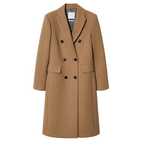 Mango | Jackets & Coats | Mango Double Breasted Camel Tailored Coat ...